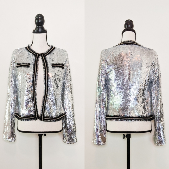 Jealous Tomato | Jackets & Coats | Nwt Jealous Tomato Silver Sequin ...